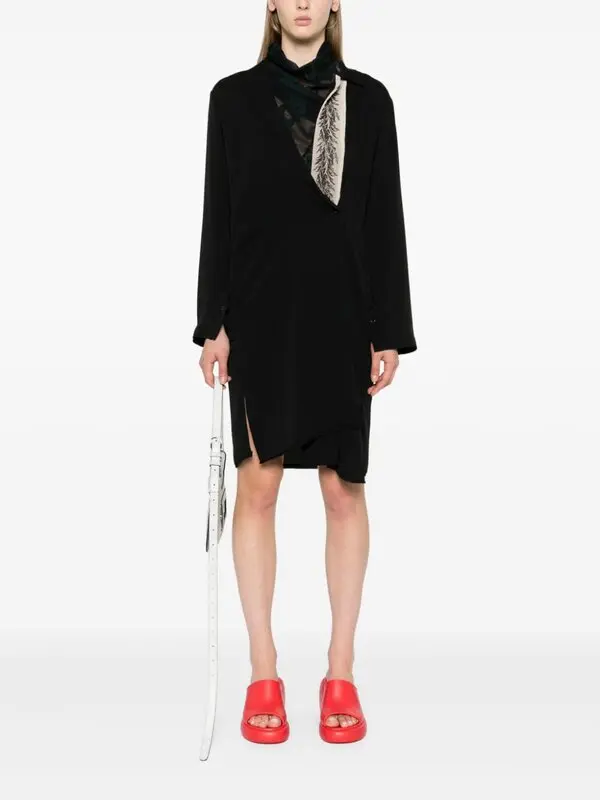 IBRIGU Wrap Silk Midi Dress