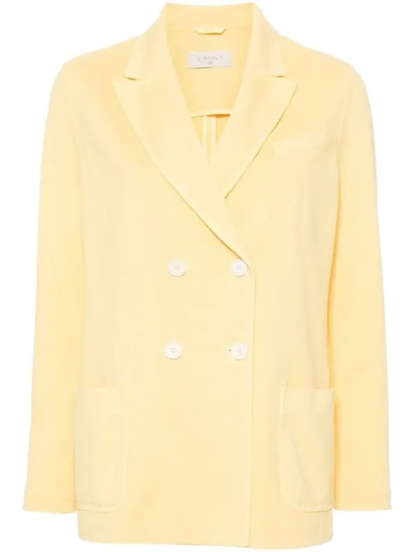 CIRCOLO 1901 Double-breasted Textured Blazer - Yellow