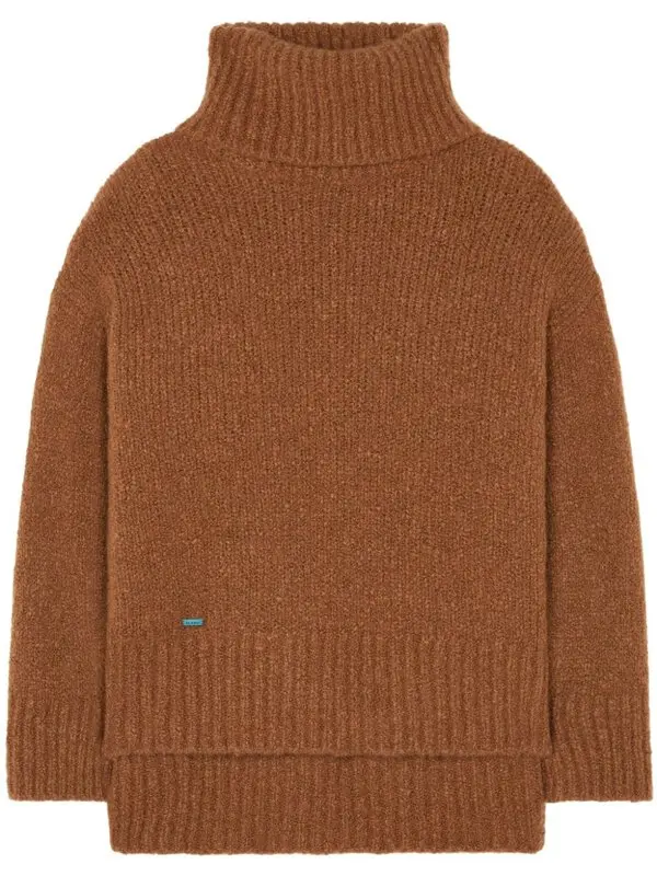 Alanui Ribbed High-neck Jumper - Brown