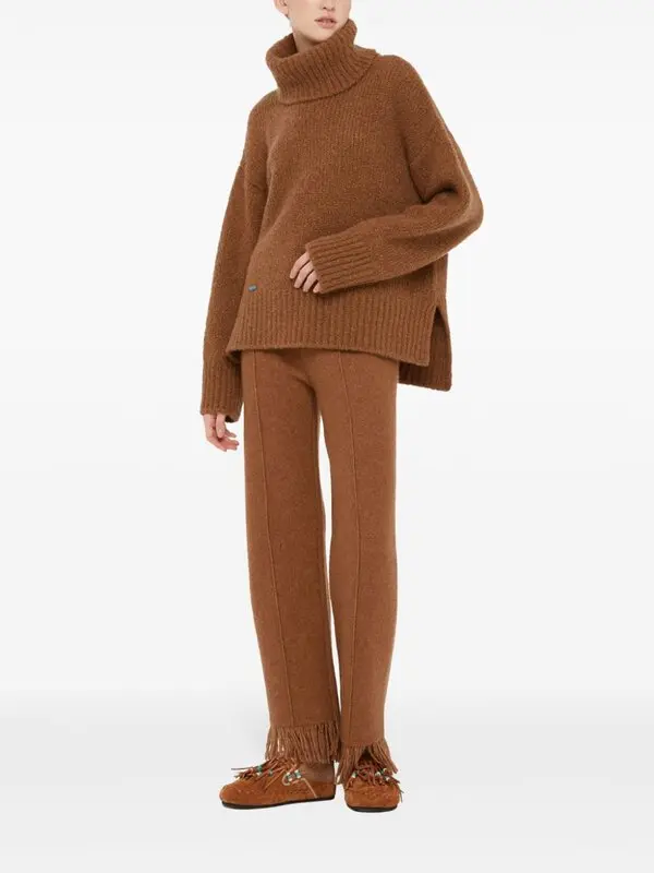 Alanui Ribbed High-neck Jumper - Brown