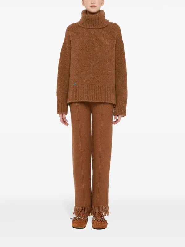Alanui Ribbed High-neck Jumper - Brown