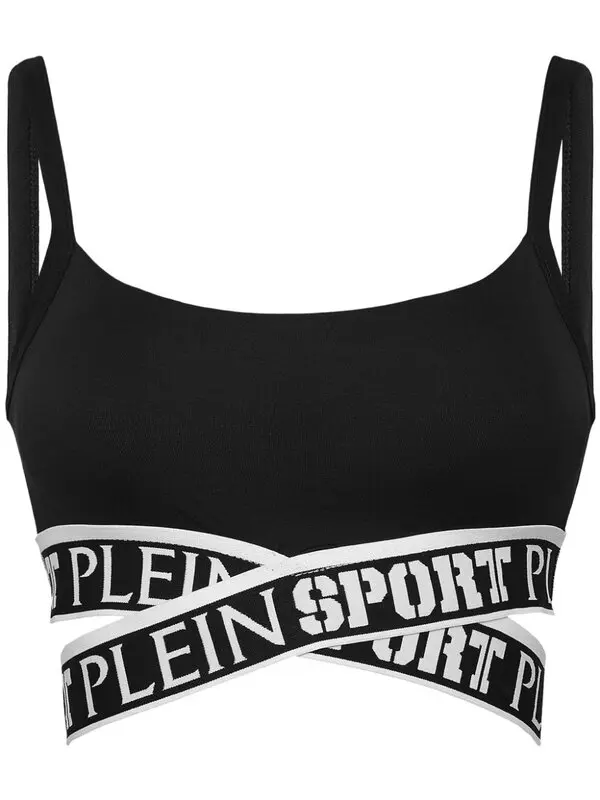 PLEIN SPORT Logo-underband Crop Top - Black