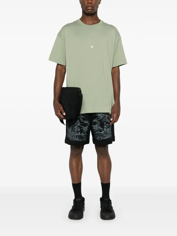 Givenchy 4g-embroidered Cotton T-shirt - Green
