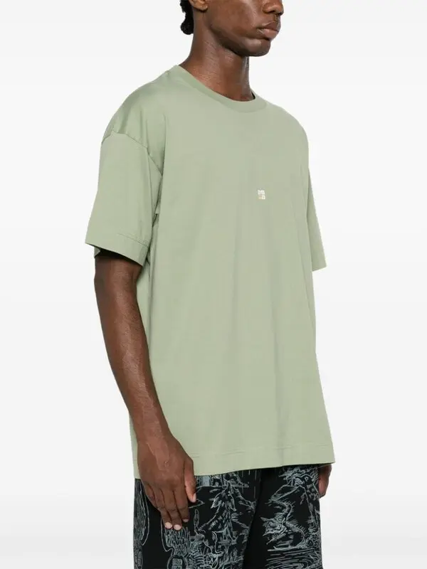 Givenchy 4g-embroidered Cotton T-shirt - Green
