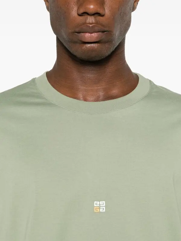 Givenchy 4g-embroidered Cotton T-shirt - Green