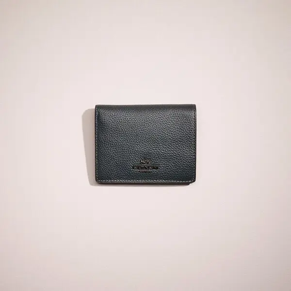 COACH Restored Small Snap Wallet With Colorblock Interior - Pewter/pine Green Multi
