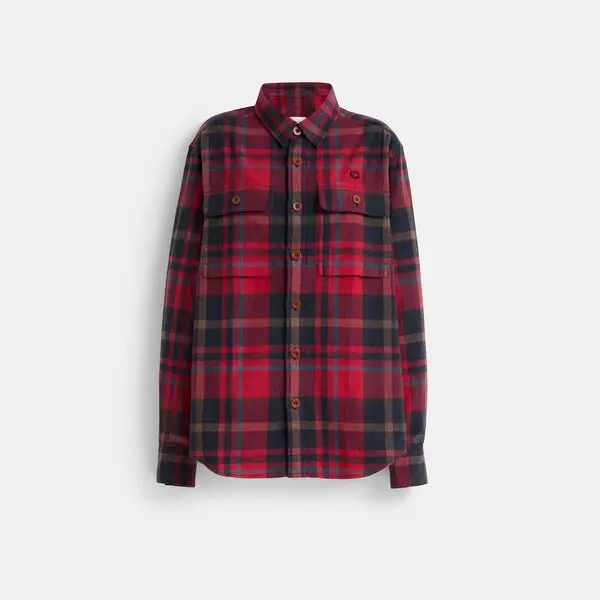 COACH Restored Flannel Shirt - Red/navy