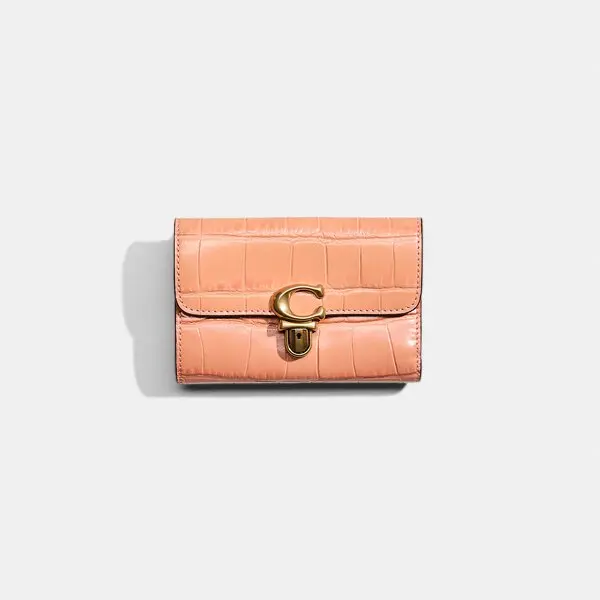 COACH Restored Studio Medium Wallet - Brass/light Coral