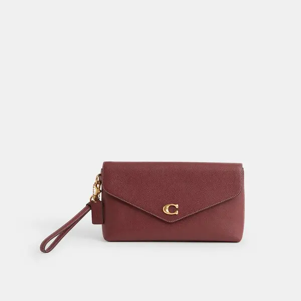 COACH Wyn Clutch - Brass/wine