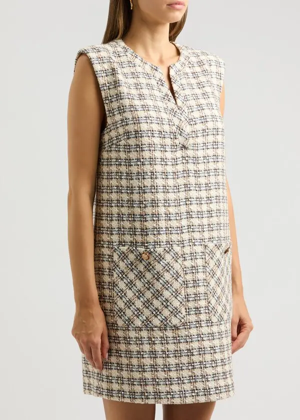 Veronica Beard Nomi Checked Tweed Mini Dress