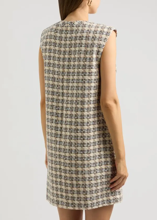 Veronica Beard Nomi Checked Tweed Mini Dress