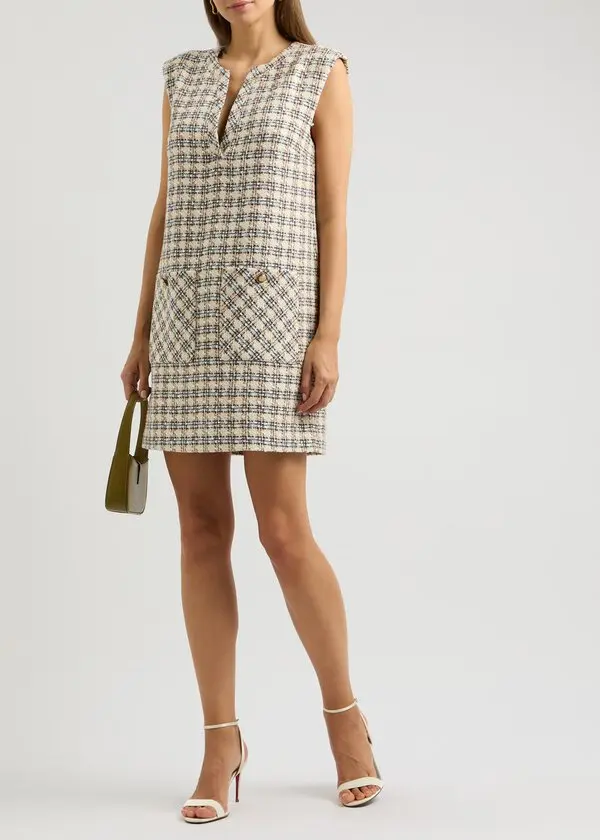 Veronica Beard Nomi Checked Tweed Mini Dress