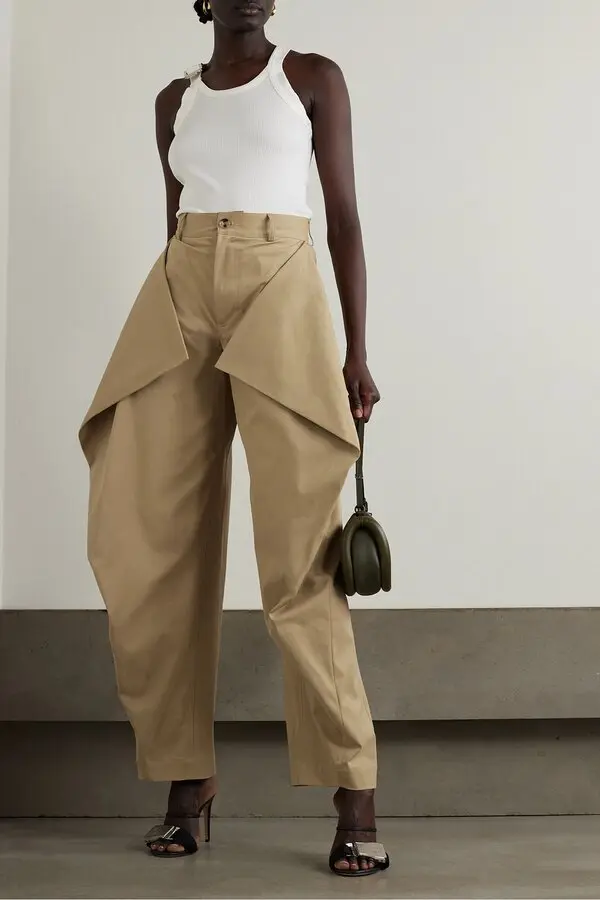 JW Anderson Kite Draped Cotton-blend Twill Tapered Pants