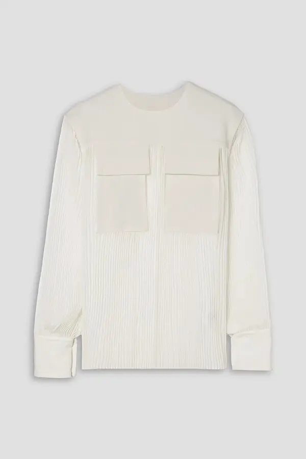 Proenza Schouler Crepe-paneled Plissé-chiffon Blouse - White