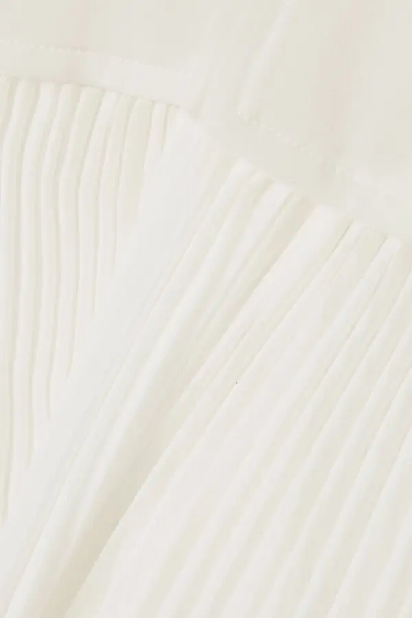 Proenza Schouler Crepe-paneled Plissé-chiffon Blouse - White