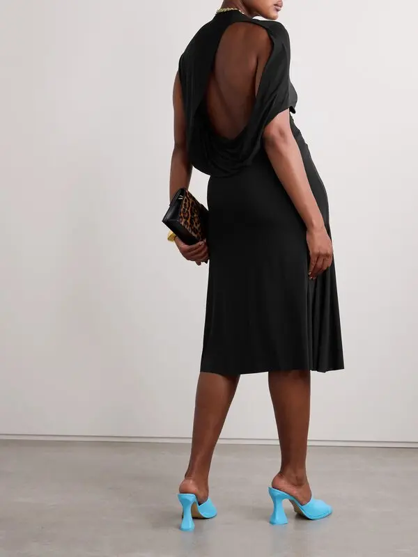 Jacquemus La Robe Salerno Asymmetric Open-back Stretch-jersey Midi Dress - Black