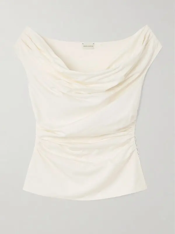 Magda Butrym Off-the-shoulder Draped Silk Top