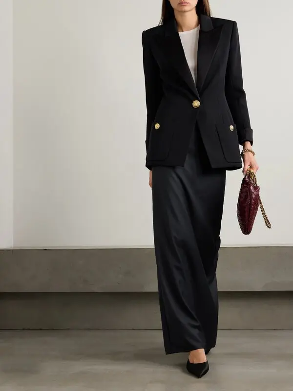 Balmain Embellished Grain De Poudre Wool Blazer