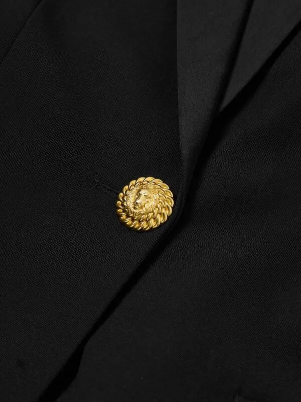 Balmain Embellished Grain De Poudre Wool Blazer