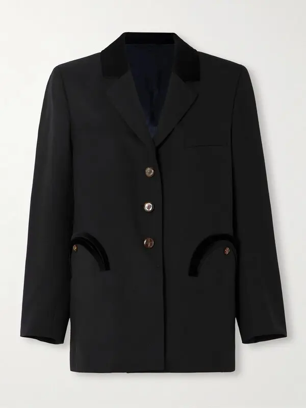 BLAZÉ MILANO Silent Velvet-trimmed Wool Blazer
