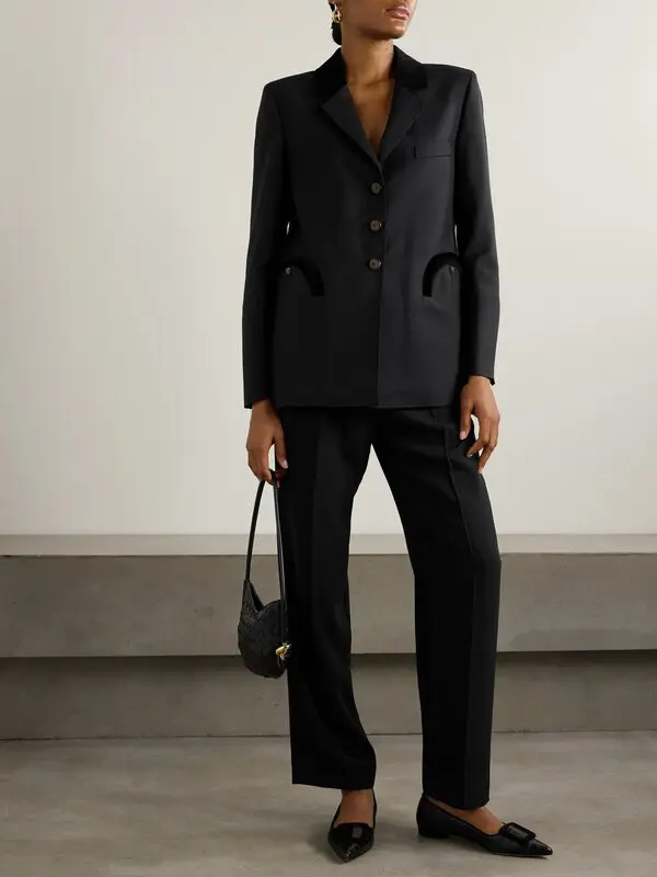 BLAZÉ MILANO Silent Velvet-trimmed Wool Blazer