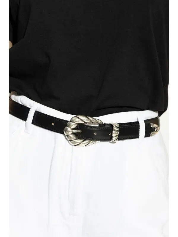 Iro Paris Embella Sculpted-Buckle Leather Belt - Black  display picture 1