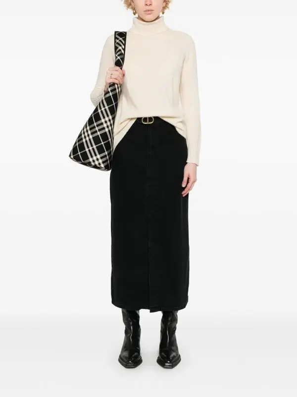 TWINSET Belted Denim Midi Skirt