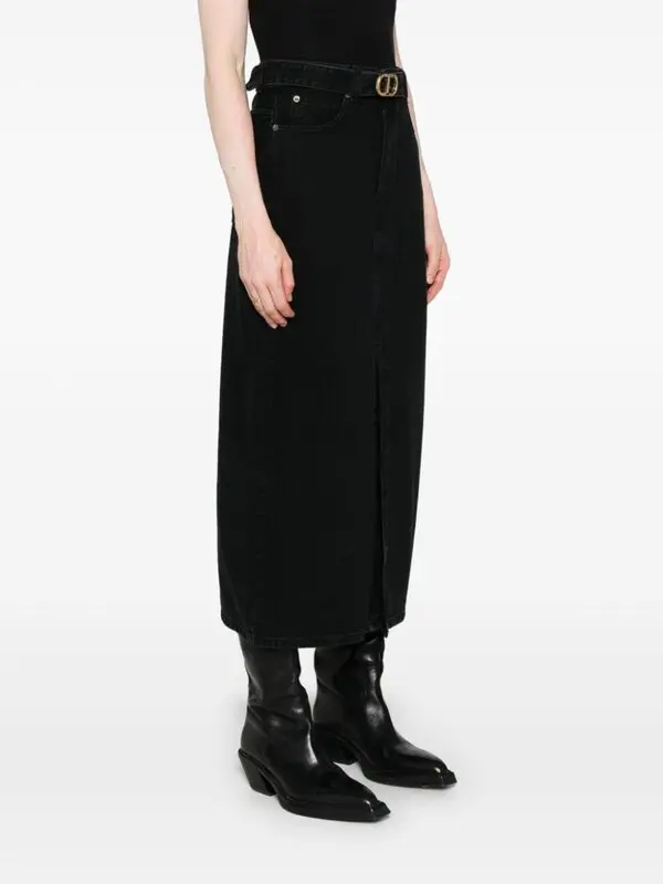 TWINSET Belted Denim Midi Skirt
