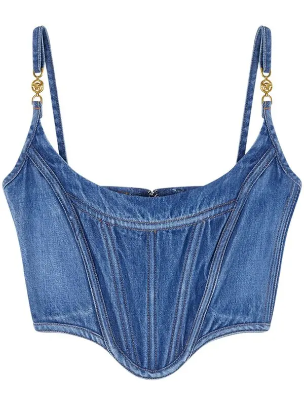 Versace Medusa '95 Denim Corset Top