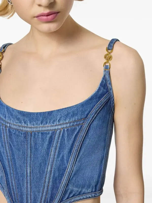 Versace Medusa '95 Denim Corset Top