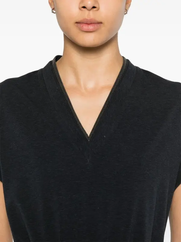 Brunello Cucinelli Monili-chain Cotton T-shirt - Grey