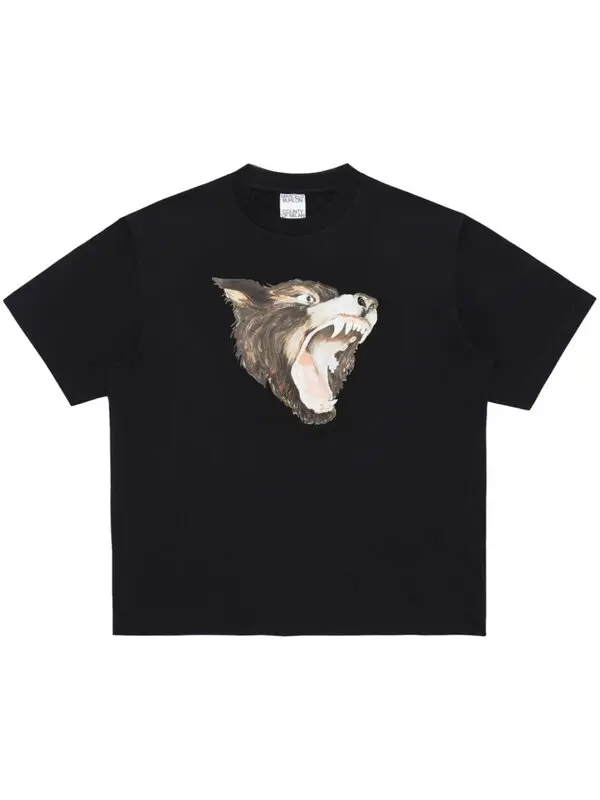 COUNTY OF MILAN Wolf Short-sleeve T-shirt - Black