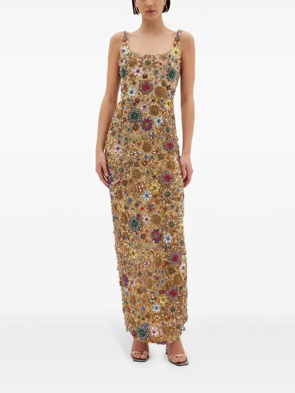 rachel gilbert kori sequined crystal midi dress Rachel Gilbert Kori Sequined Crystal Midi Dress - Silver