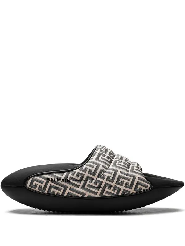 Balmain Monogram Print Padded Slides