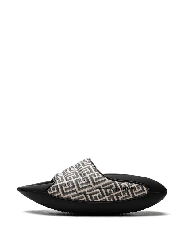 Balmain Monogram Print Padded Slides
