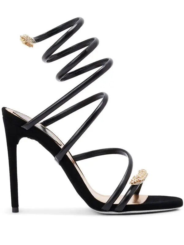Rene Caovilla 105mm Serpent Leather Sandals