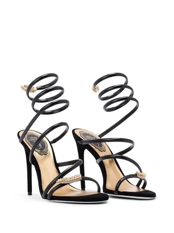 Rene Caovilla 105mm Serpent Leather Sandals