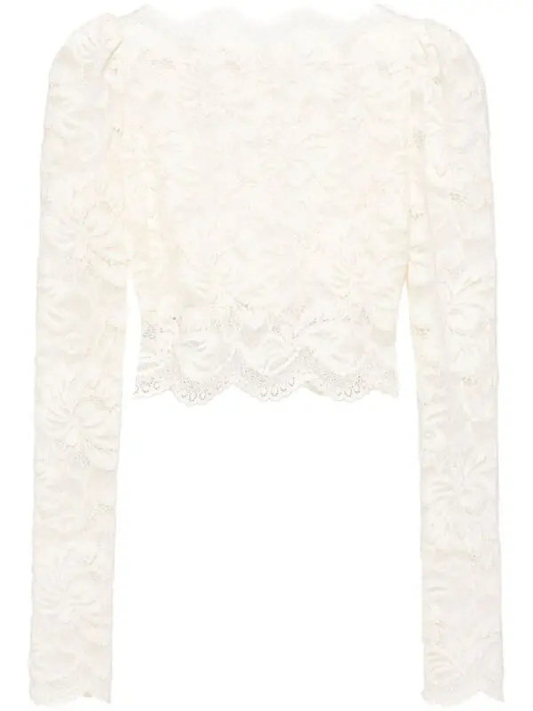 Rabanne Cropped Lace Blouse - Neutrals