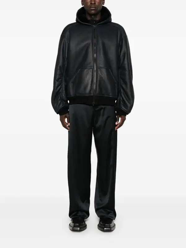 Balenciaga Hooded Leather Bomber Jacket