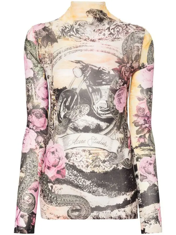 【acne studios】　seamless printed top Acne Studios Graphic-Print Seamless Top In Pink - 50% Off