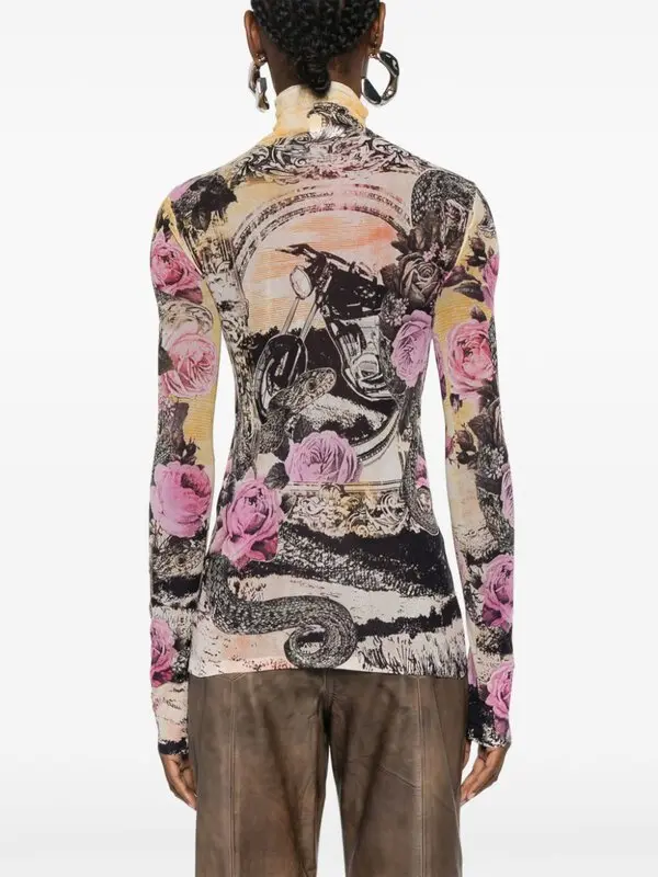 Acne Studios Graphic-Print Seamless Top In Pink - 50% Off