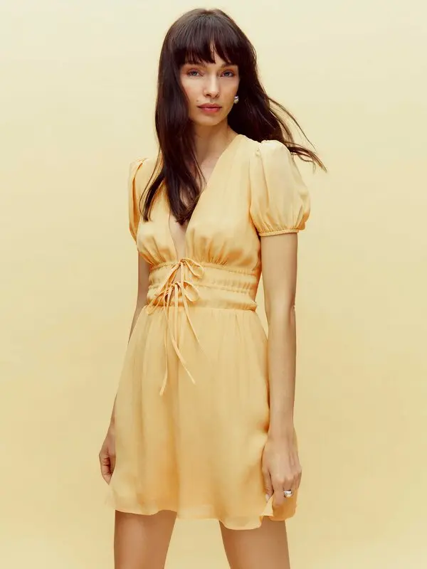 REFORMATION Grady Mini Dress - Yellow