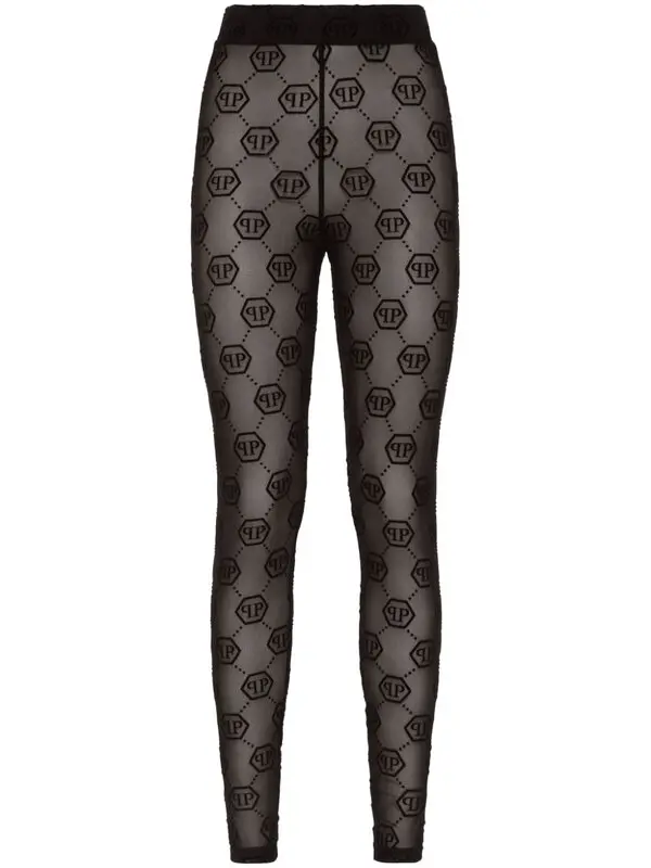 Philipp Plein Monogram-pattern Tulle Leggings