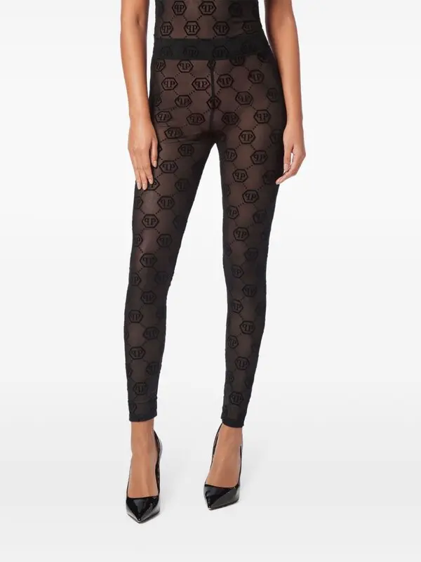 Philipp Plein Monogram-pattern Tulle Leggings