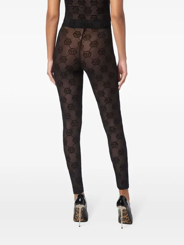 Philipp Plein Monogram-pattern Tulle Leggings