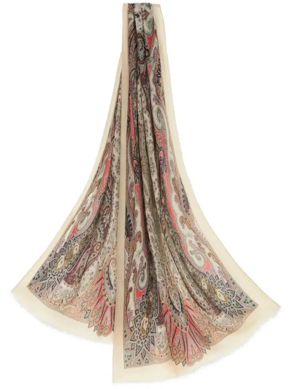 Etro Paisley-print Cashmere Scarf - Neutrals