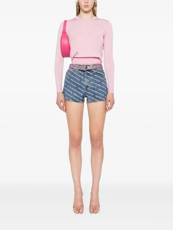 Alexander Wang Rhinestoned Denim Shorts