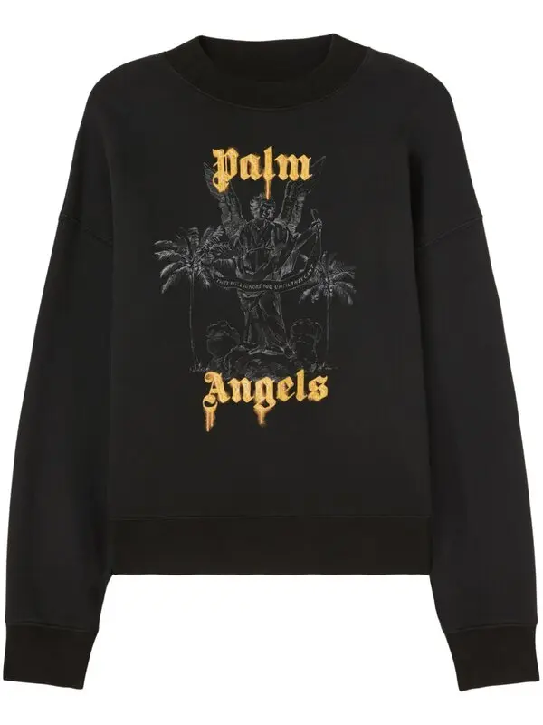Palm Angels Logo-print Cotton Sweatshirt - Black