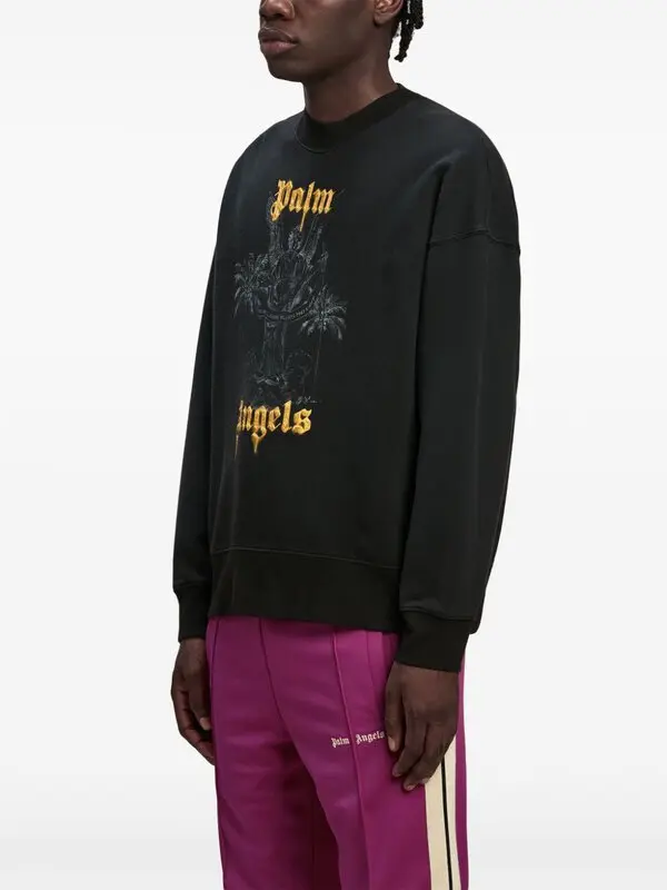 Palm Angels Logo Print Cotton Sweatshirt