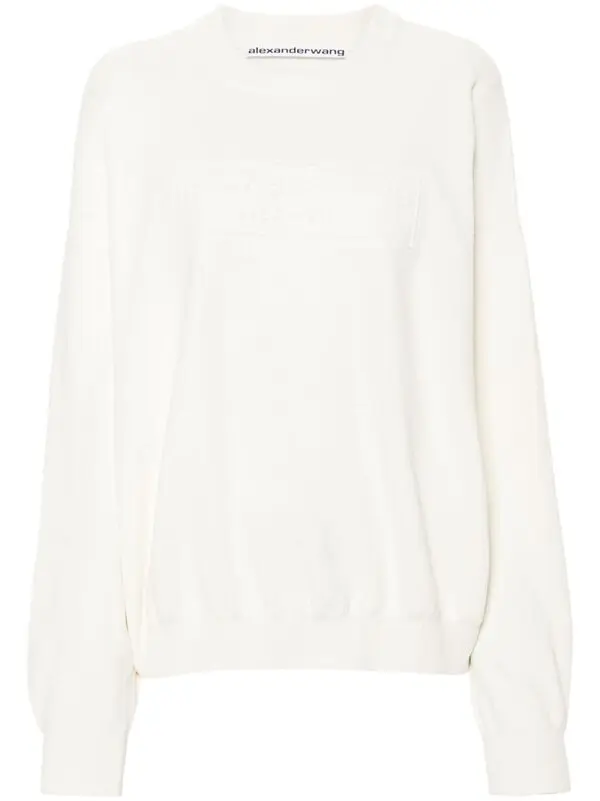 Alexander Wang Logo-embroidered Ribbed Knit Sweater - White